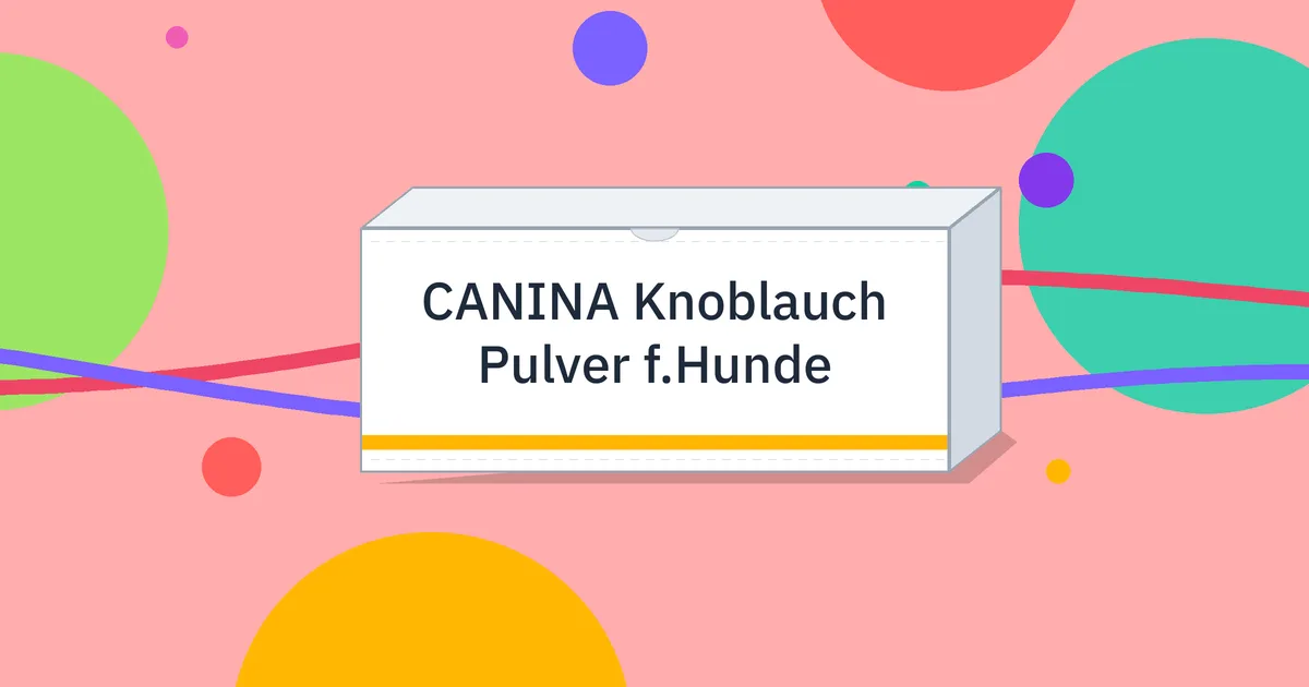 Symbolbild: Packung mit der Aufschrift CANINA Knoblauch Pulver f.Hunde (PZN 04544033) – Verfügbarkeit und Bezug in Apotheken in Frankfurt am Main