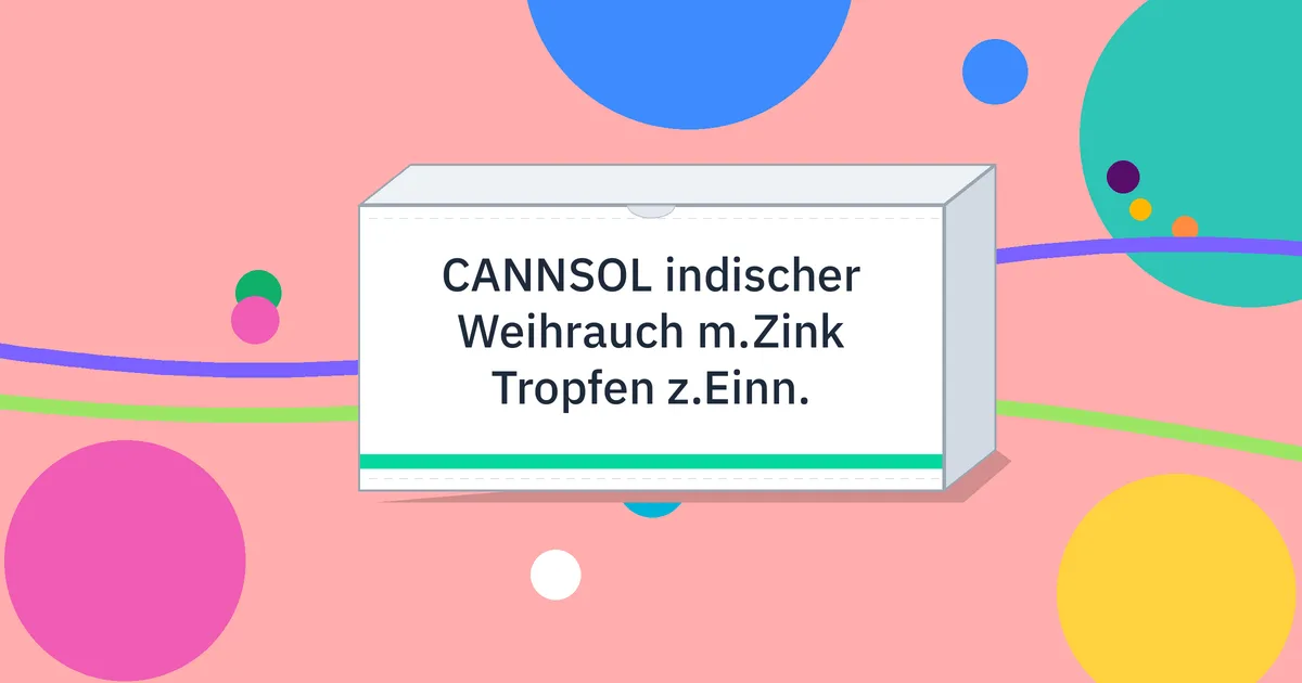 Symbolbild: Packung mit der Aufschrift CANNSOL indischer Weihrauch m.Zink Tropfen z.Einn. (PZN 19359666) – Verfügbarkeit und Bezug in Apotheken in Frankfurt am Main