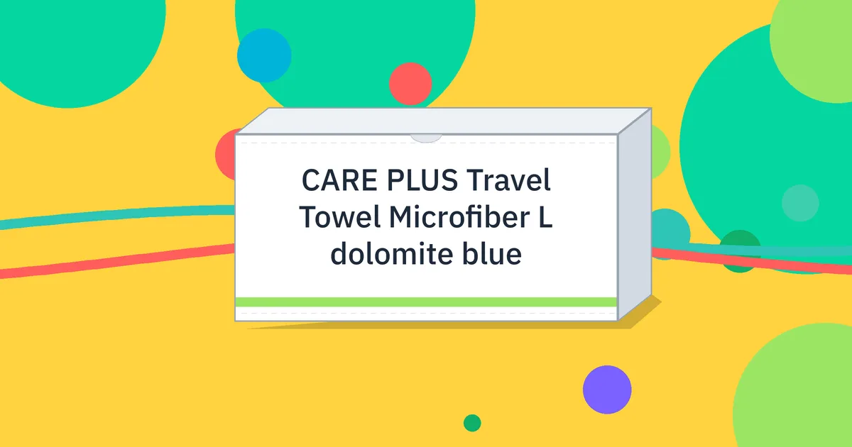 Symbolbild: Packung mit der Aufschrift CARE PLUS Travel Towel Microfiber L dolomite blue (PZN 16681887) – Verfügbarkeit und Bezug in Apotheken in Frankfurt am Main
