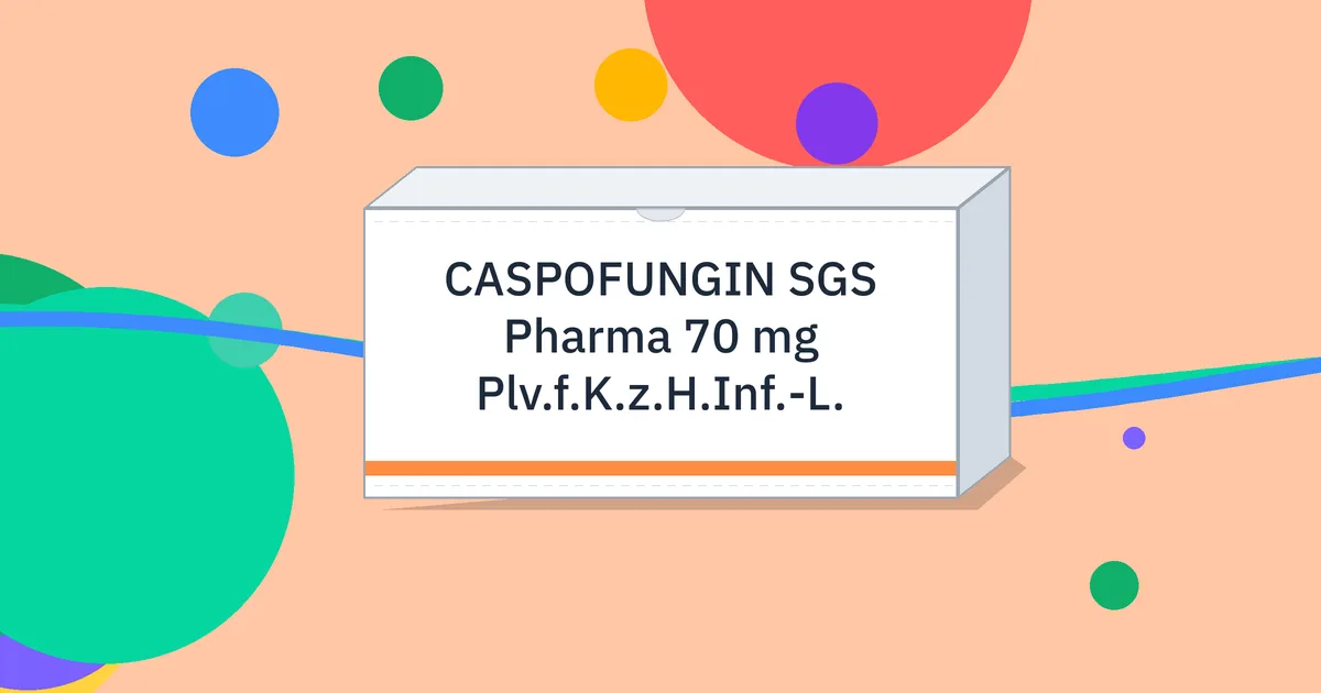 Symbolbild: Packung mit der Aufschrift CASPOFUNGIN SGS Pharma 70 mg Plv.f.K.z.H.Inf.-L. (PZN 20393415) – Verfügbarkeit und Bezug in Apotheken in Frankfurt am Main