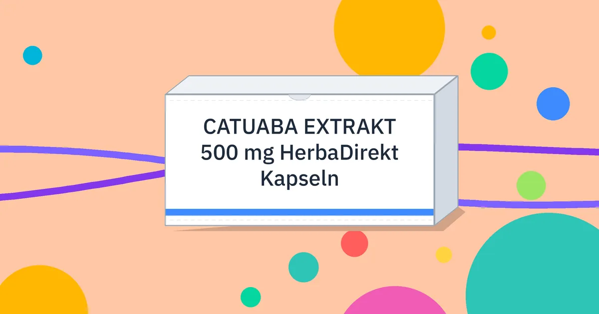 Symbolbild: Packung mit der Aufschrift CATUABA EXTRAKT 500 mg HerbaDirekt Kapseln (PZN 17836056) – Verfügbarkeit und Bezug in Apotheken in Frankfurt am Main