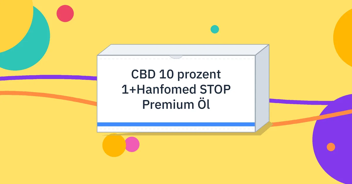 Symbolbild: Packung mit der Aufschrift CBD 10 prozent 1+Hanfomed STOP Premium Öl (PZN 18762325) – Verfügbarkeit und Bezug in Apotheken in Frankfurt am Main