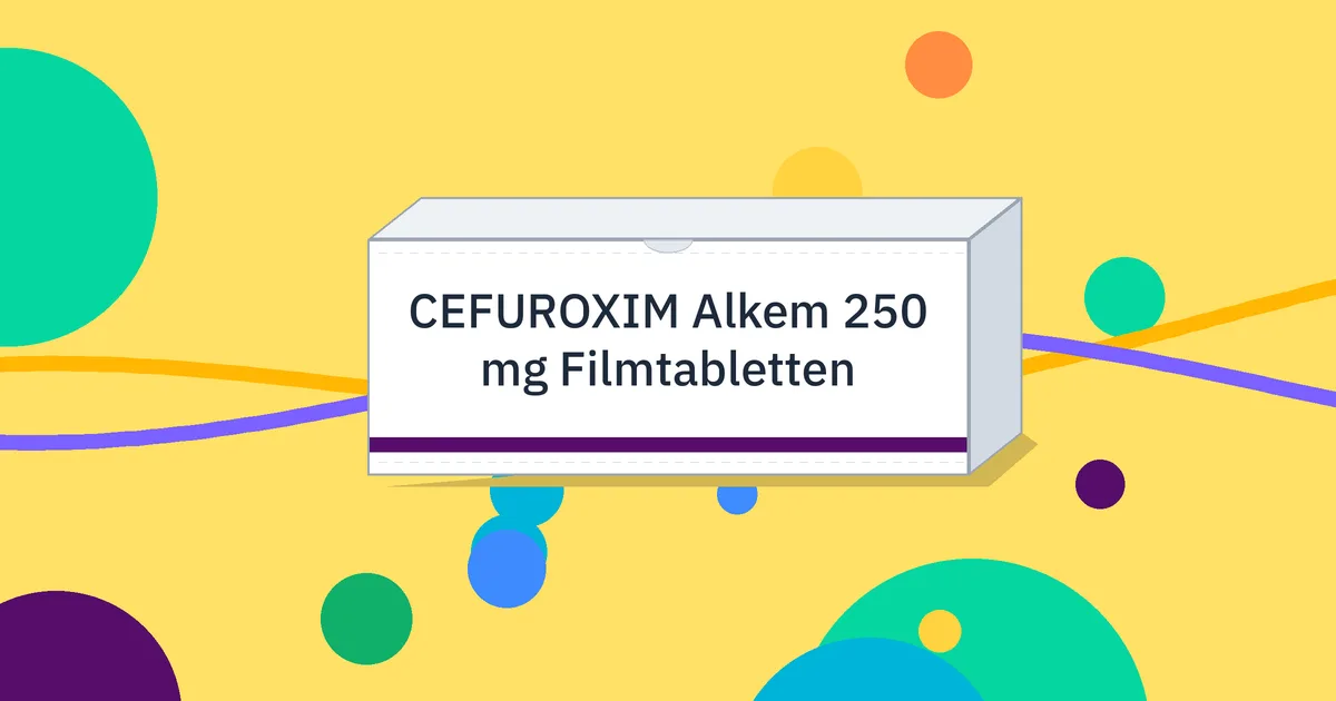 Symbolbild: Packung mit der Aufschrift CEFUROXIM Alkem 250 mg Filmtabletten (PZN 14184707) – Verfügbarkeit und Bezug in Apotheken in Frankfurt am Main