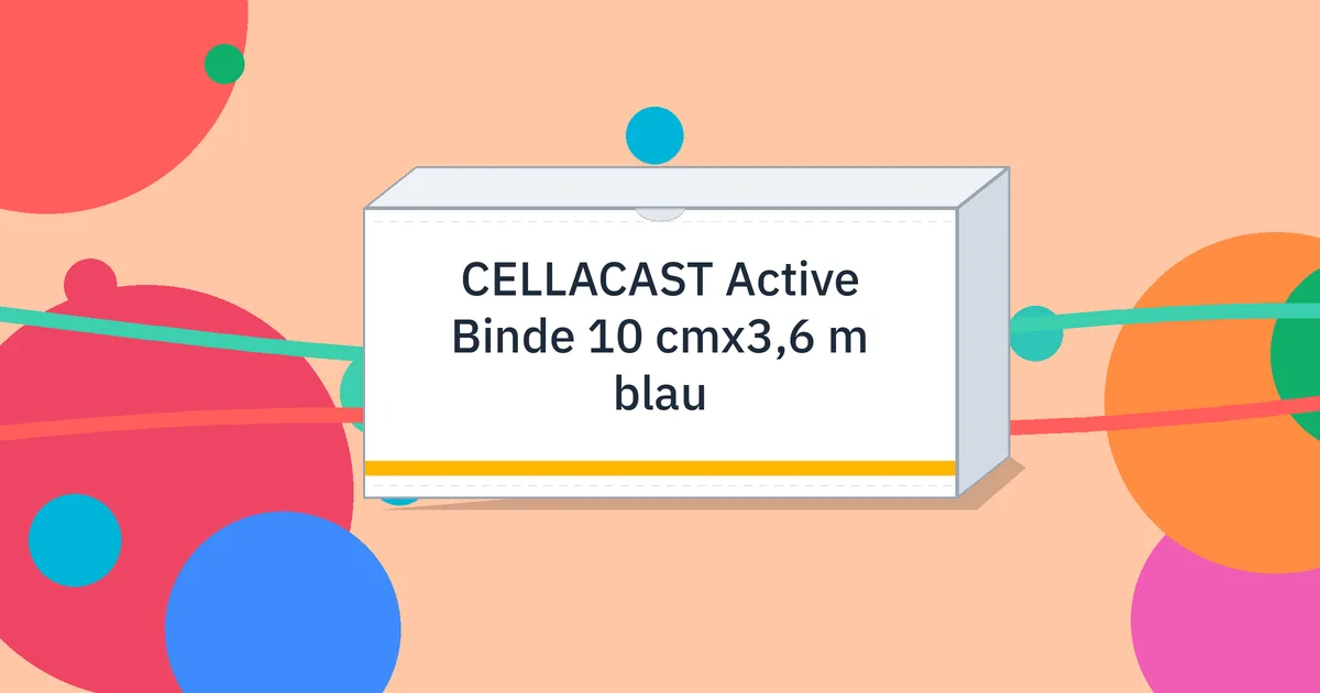 Symbolbild: Packung mit der Aufschrift CELLACAST Active Binde 10 cmx3,6 m blau (PZN 14251792) – Verfügbarkeit und Bezug in Apotheken in Frankfurt am Main