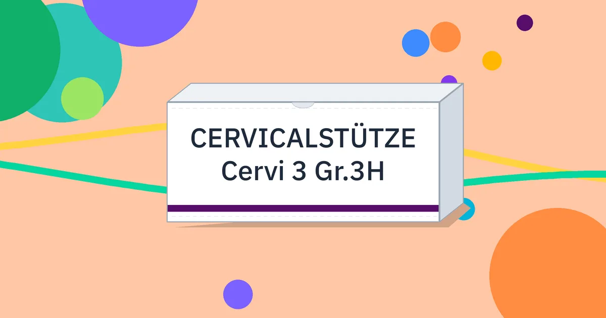 Symbolbild: Packung mit der Aufschrift CERVICALSTÜTZE Cervi 3 Gr.3H (PZN 05043675) – Verfügbarkeit und Bezug in Apotheken in Frankfurt am Main