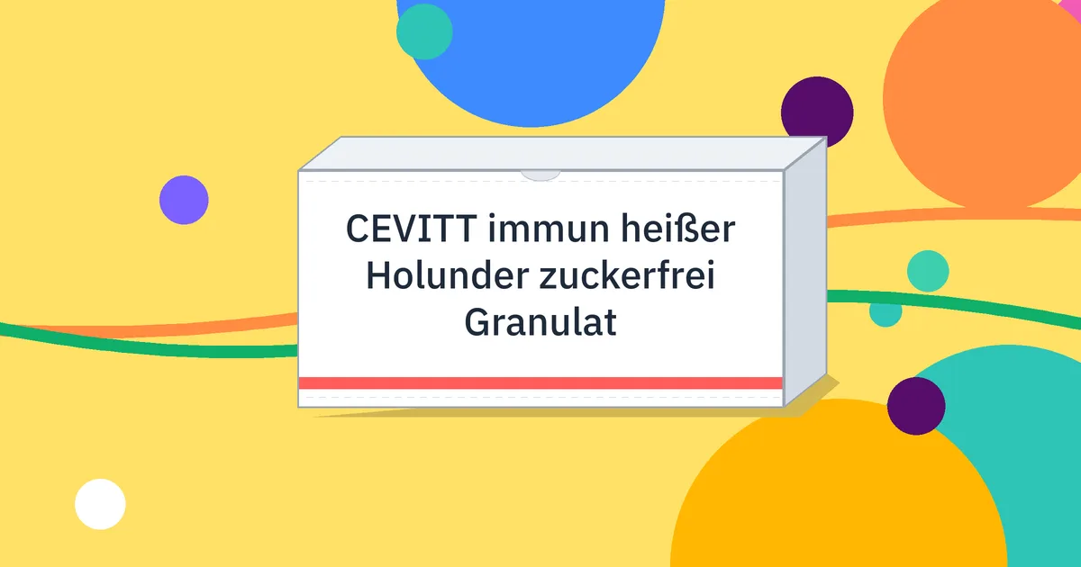 Symbolbild: Packung mit der Aufschrift CEVITT immun heißer Holunder zuckerfrei Granulat (PZN 15581988) – Verfügbarkeit und Bezug in Apotheken in Frankfurt am Main