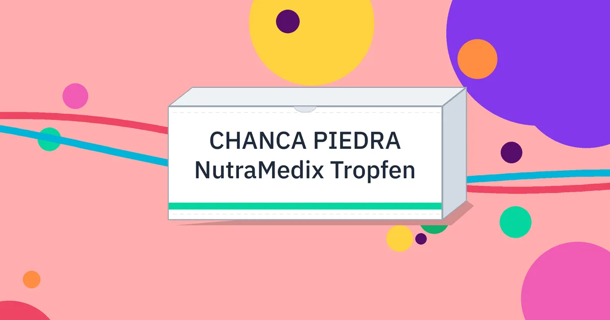 Symbolbild: Packung mit der Aufschrift CHANCA PIEDRA NutraMedix Tropfen (PZN 18103404) – Verfügbarkeit und Bezug in Apotheken in Frankfurt am Main