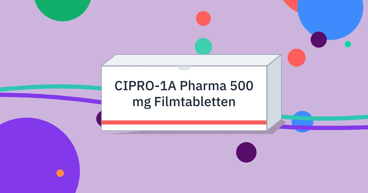 Symbolbild: Packung mit der Aufschrift CIPRO-1A Pharma 500 mg Filmtabletten (PZN 01969973) – Verfügbarkeit und Bezug in Apotheken in Frankfurt am Main