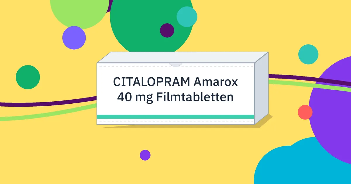 Symbolbild: Packung mit der Aufschrift CITALOPRAM Amarox 40 mg Filmtabletten (PZN 17907572) – Verfügbarkeit und Bezug in Apotheken in Frankfurt am Main
