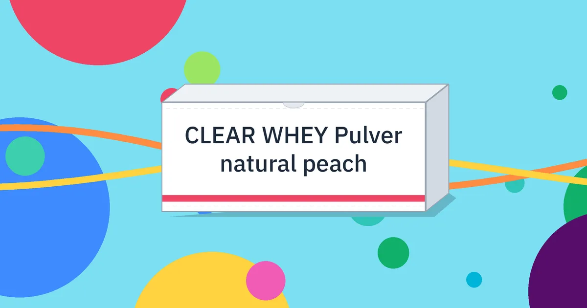 Symbolbild: Packung mit der Aufschrift CLEAR WHEY Pulver natural peach (PZN 19366169) – Verfügbarkeit und Bezug in Apotheken in Frankfurt am Main