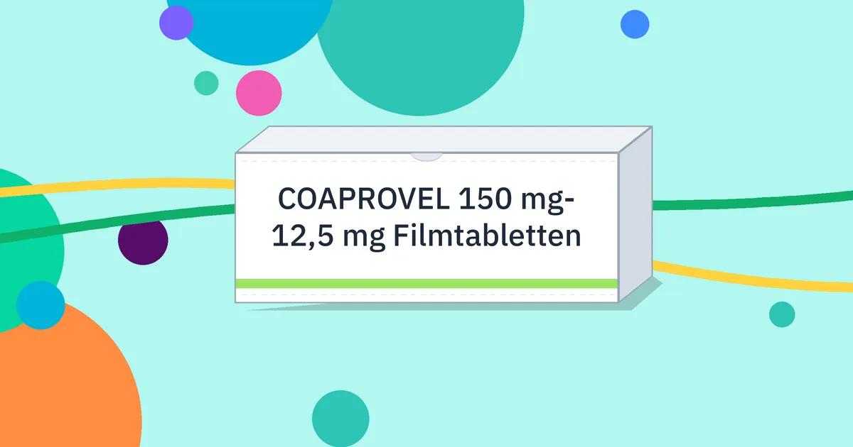 Symbolbild: Packung mit der Aufschrift COAPROVEL 150 mg-12,5 mg Filmtabletten (PZN 02835275) – Verfügbarkeit und Bezug in Apotheken in Frankfurt am Main