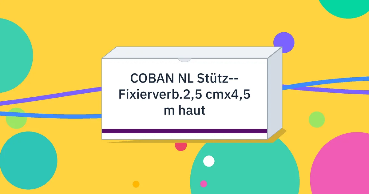 Symbolbild: Packung mit der Aufschrift COBAN NL Stütz--Fixierverb.2,5 cmx4,5 m haut (PZN 18065980) – Verfügbarkeit und Bezug in Apotheken in Frankfurt am Main