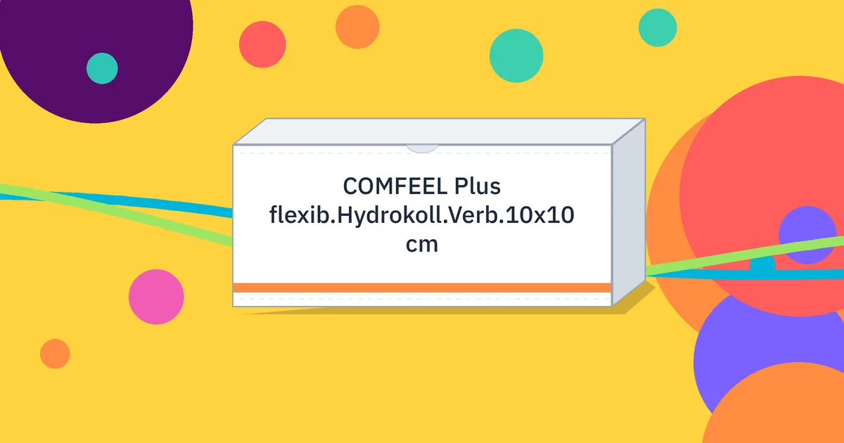 Symbolbild: Packung mit der Aufschrift COMFEEL Plus flexib.Hydrokoll.Verb.10x10 cm (PZN 19699362) – Verfügbarkeit und Bezug in Apotheken in Frankfurt am Main