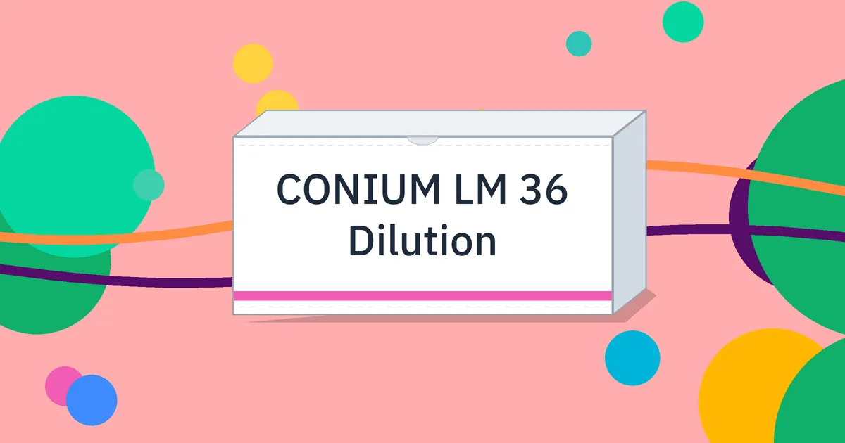 Symbolbild: Packung mit der Aufschrift CONIUM LM 36 Dilution (PZN 12833254) – Verfügbarkeit und Bezug in Apotheken in Frankfurt am Main