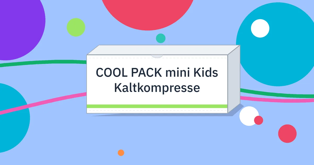 Symbolbild: Packung mit der Aufschrift COOL PACK mini Kids Kaltkompresse (PZN 19212466) – Verfügbarkeit und Bezug in Apotheken in Frankfurt am Main