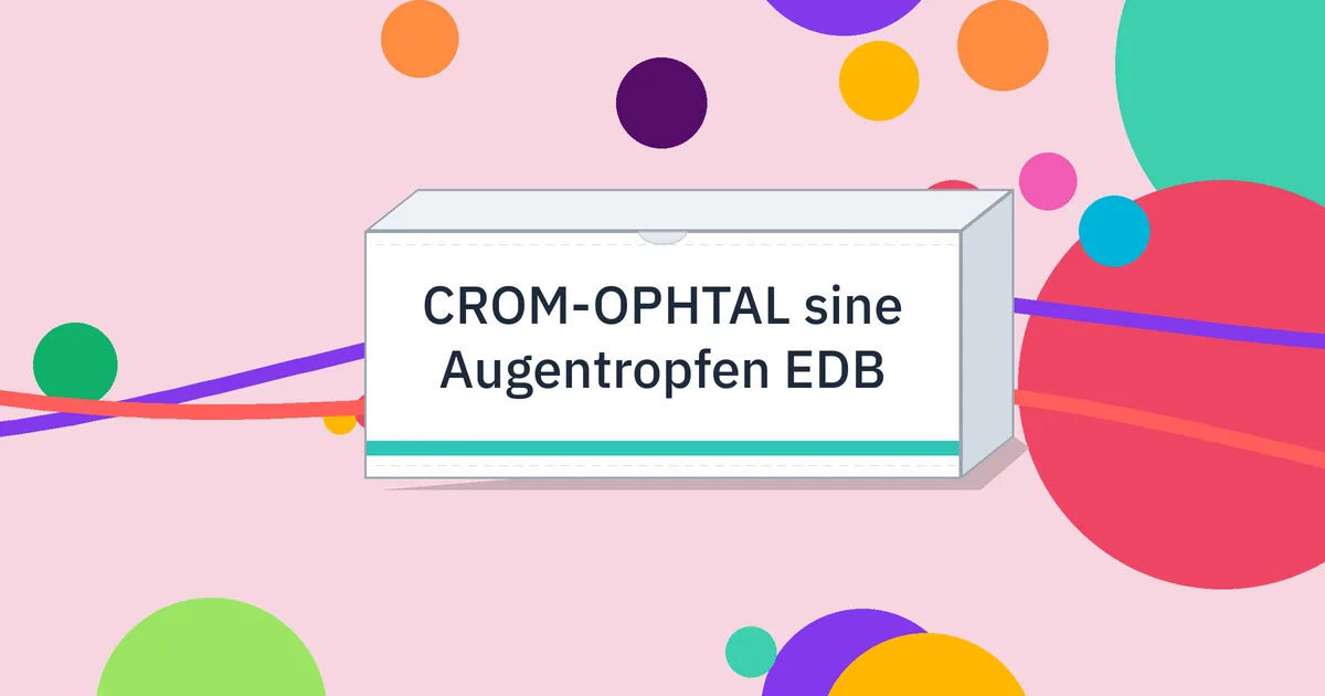 Symbolbild: Packung mit der Aufschrift CROM-OPHTAL sine Augentropfen EDB (PZN 16819274) – Verfügbarkeit und Bezug in Apotheken in Frankfurt am Main