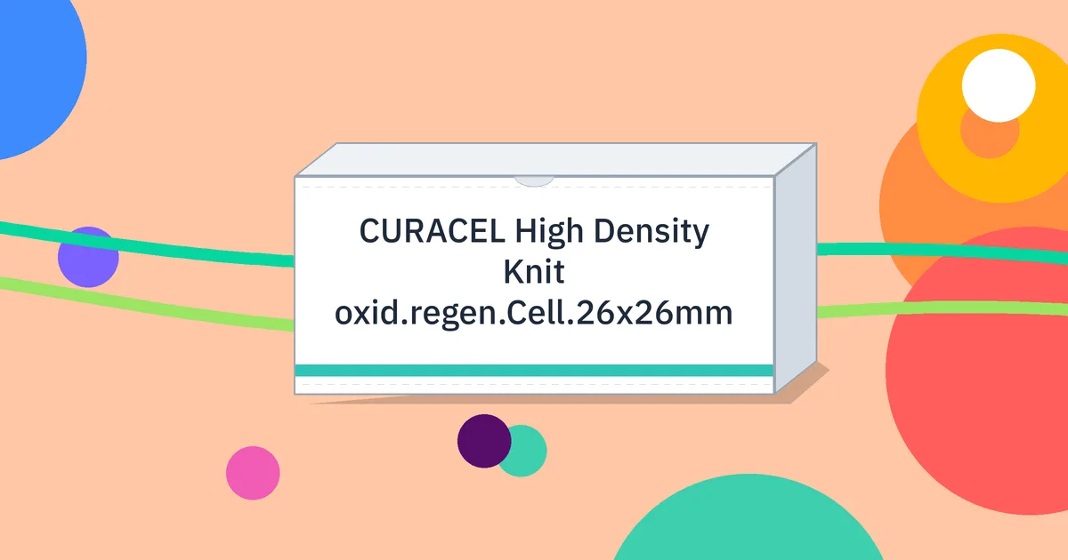 Symbolbild: Packung mit der Aufschrift CURACEL High Density Knit oxid.regen.Cell.26x26mm (PZN 16210946) – Verfügbarkeit und Bezug in Apotheken in Frankfurt am Main