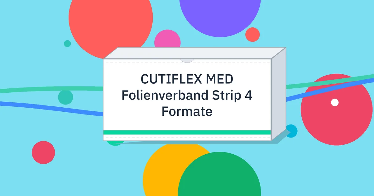 Symbolbild: Packung mit der Aufschrift CUTIFLEX MED Folienverband Strip 4 Formate (PZN 20111575) – Verfügbarkeit und Bezug in Apotheken in Frankfurt am Main