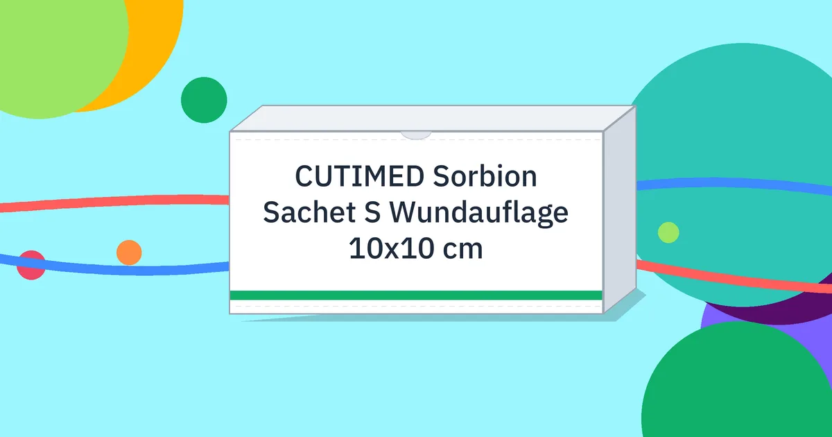 Symbolbild: Packung mit der Aufschrift CUTIMED Sorbion Sachet S Wundauflage 10x10 cm (PZN 18496036) – Verfügbarkeit und Bezug in Apotheken in Frankfurt am Main