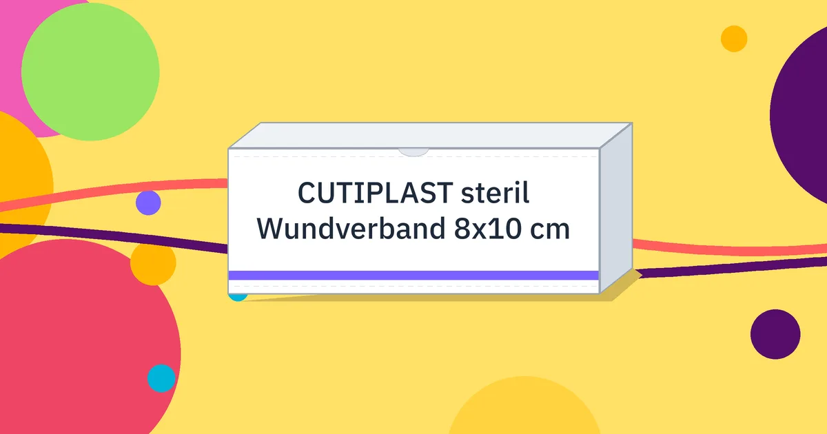 Symbolbild: Packung mit der Aufschrift CUTIPLAST steril Wundverband 8x10 cm (PZN 18051802) – Verfügbarkeit und Bezug in Apotheken in Frankfurt am Main