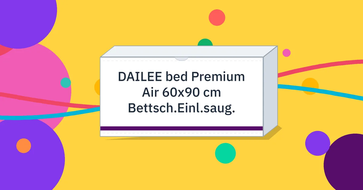 Symbolbild: Packung mit der Aufschrift DAILEE bed Premium Air 60x90 cm Bettsch.Einl.saug. (PZN 19373376) – Verfügbarkeit und Bezug in Apotheken in Frankfurt am Main