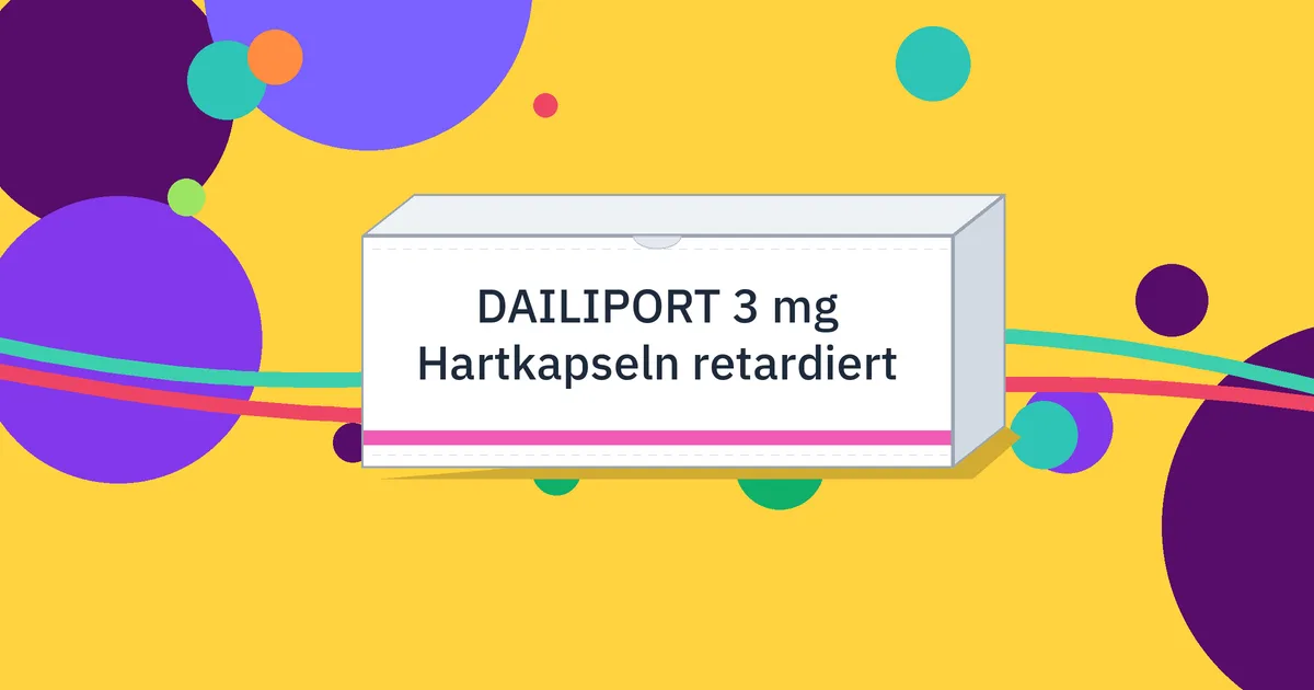 Symbolbild: Packung mit der Aufschrift DAILIPORT 3 mg Hartkapseln retardiert (PZN 18061195) – Verfügbarkeit und Bezug in Apotheken in Frankfurt am Main
