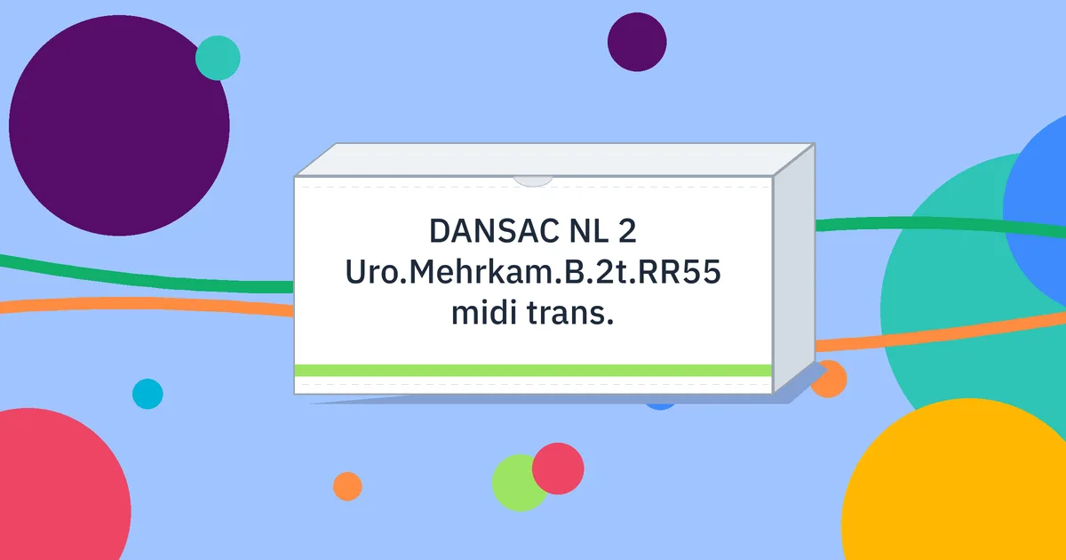 Symbolbild: Packung mit der Aufschrift DANSAC NL 2 Uro.Mehrkam.B.2t.RR55 midi trans. (PZN 18179695) – Verfügbarkeit und Bezug in Apotheken in Frankfurt am Main