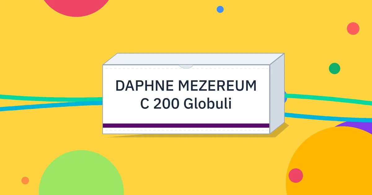 Symbolbild: Packung mit der Aufschrift DAPHNE MEZEREUM C 200 Globuli (PZN 15305219) – Verfügbarkeit und Bezug in Apotheken in Frankfurt am Main