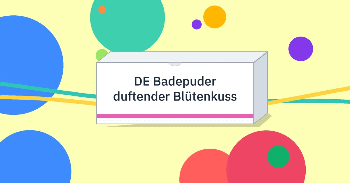 Symbolbild: Packung mit der Aufschrift DE Badepuder duftender Blütenkuss (PZN 16945292) – Verfügbarkeit und Bezug in Apotheken in Frankfurt am Main