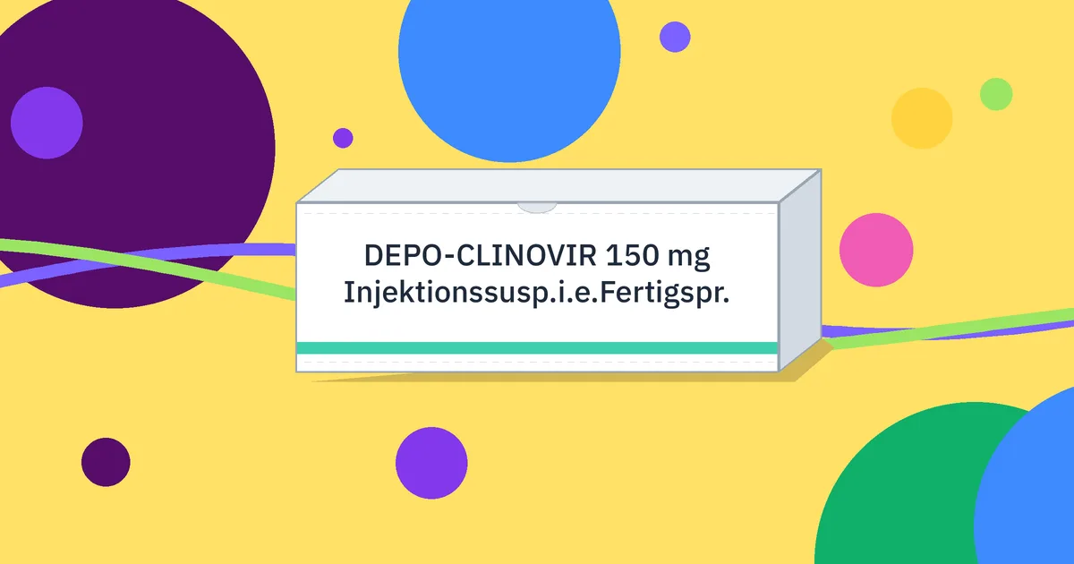 Symbolbild: Packung mit der Aufschrift DEPO-CLINOVIR 150 mg Injektionssusp.i.e.Fertigspr. (PZN 04120876) – Verfügbarkeit und Bezug in Apotheken in Frankfurt am Main