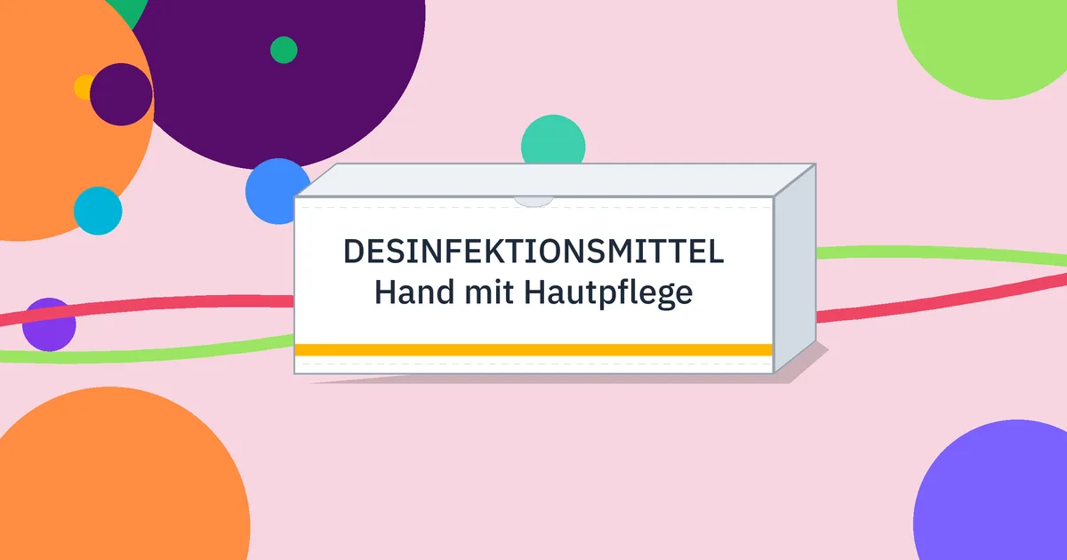 Symbolbild: Packung mit der Aufschrift DESINFEKTIONSMITTEL Hand mit Hautpflege (PZN 16687335) – Verfügbarkeit und Bezug in Apotheken in Frankfurt am Main
