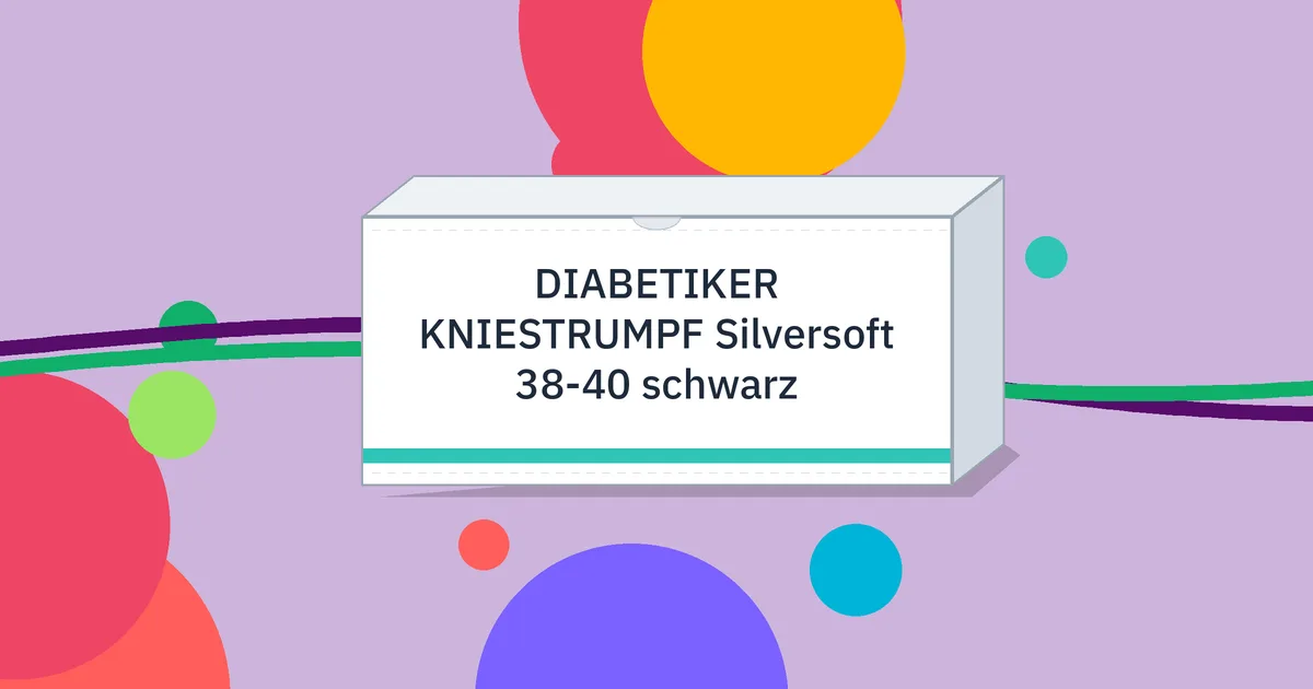 Symbolbild: Packung mit der Aufschrift DIABETIKER KNIESTRUMPF Silversoft 38-40 schwarz (PZN 02010698) – Verfügbarkeit und Bezug in Apotheken in Frankfurt am Main