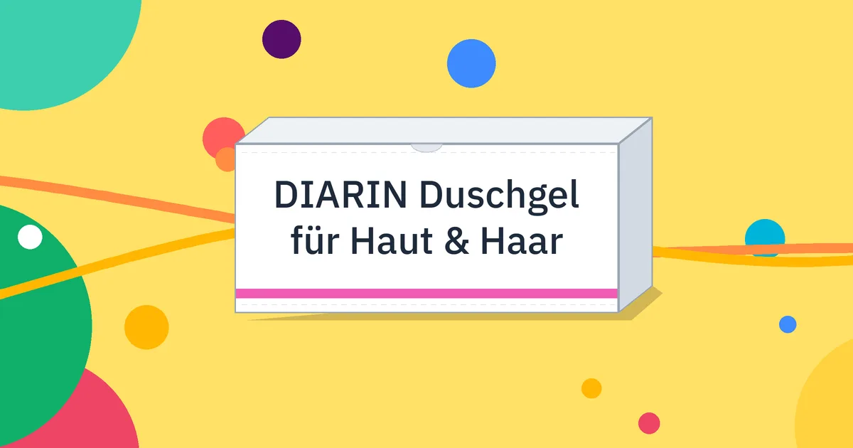Symbolbild: Packung mit der Aufschrift DIARIN Duschgel für Haut & Haar (PZN 19889861) – Verfügbarkeit und Bezug in Apotheken in Frankfurt am Main