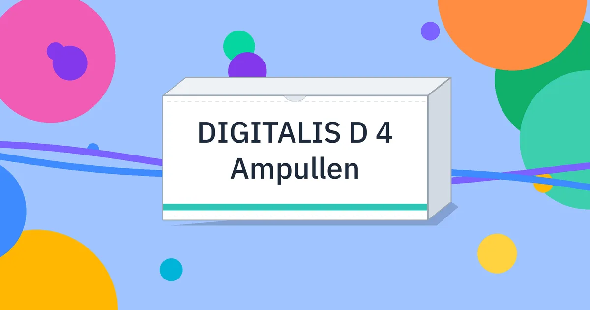 Symbolbild: Packung mit der Aufschrift DIGITALIS D 4 Ampullen (PZN 11705620) – Verfügbarkeit und Bezug in Apotheken in Frankfurt am Main