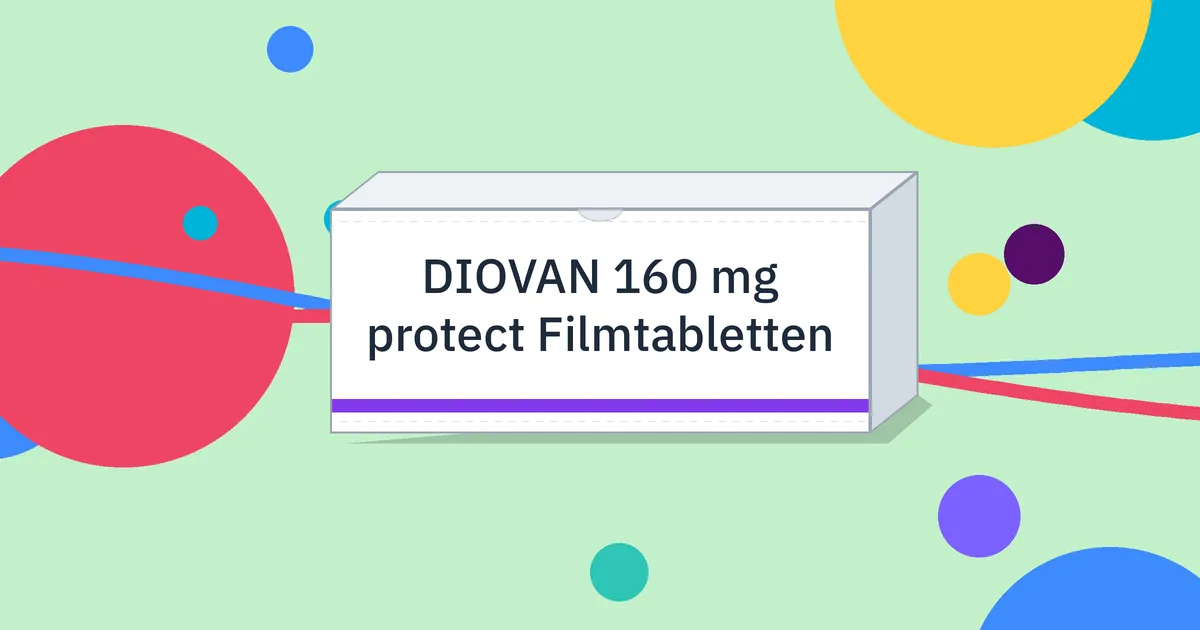 Symbolbild: Packung mit der Aufschrift DIOVAN 160 mg protect Filmtabletten (PZN 20107007) – Verfügbarkeit und Bezug in Apotheken in Frankfurt am Main