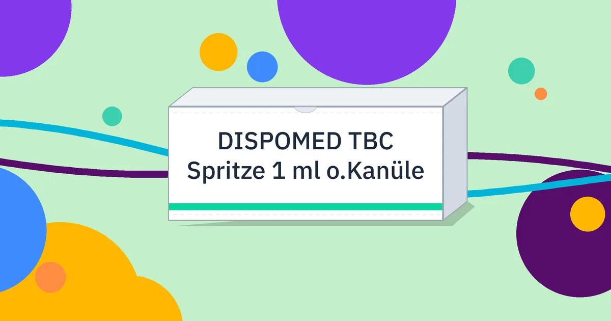 Symbolbild: Packung mit der Aufschrift DISPOMED TBC Spritze 1 ml o.Kanüle (PZN 03514828) – Verfügbarkeit und Bezug in Apotheken in Frankfurt am Main