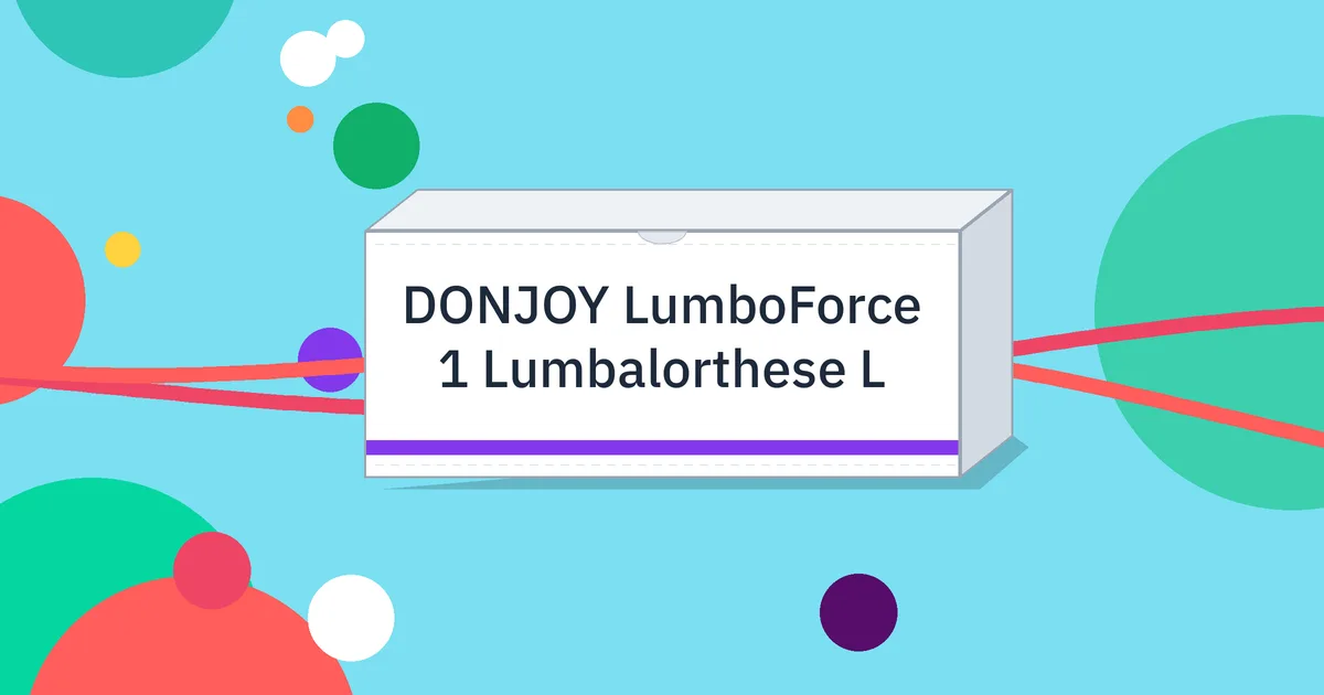 Symbolbild: Packung mit der Aufschrift DONJOY LumboForce 1 Lumbalorthese L (PZN 19377782) – Verfügbarkeit und Bezug in Apotheken in Frankfurt am Main