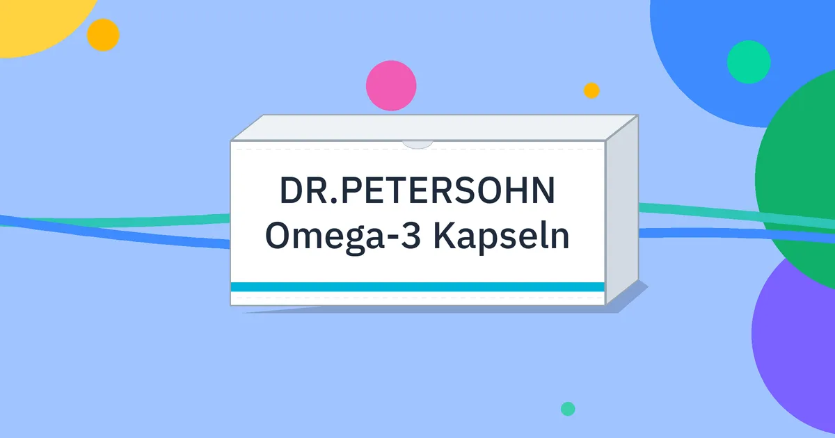 Symbolbild: Packung mit der Aufschrift DR.PETERSOHN Omega-3 Kapseln (PZN 20897920) – Verfügbarkeit und Bezug in Apotheken in Frankfurt am Main