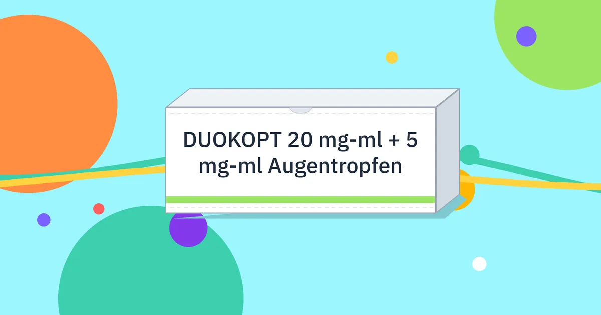 Symbolbild: Packung mit der Aufschrift DUOKOPT 20 mg-ml + 5 mg-ml Augentropfen (PZN 19985234) – Verfügbarkeit und Bezug in Apotheken in Frankfurt am Main