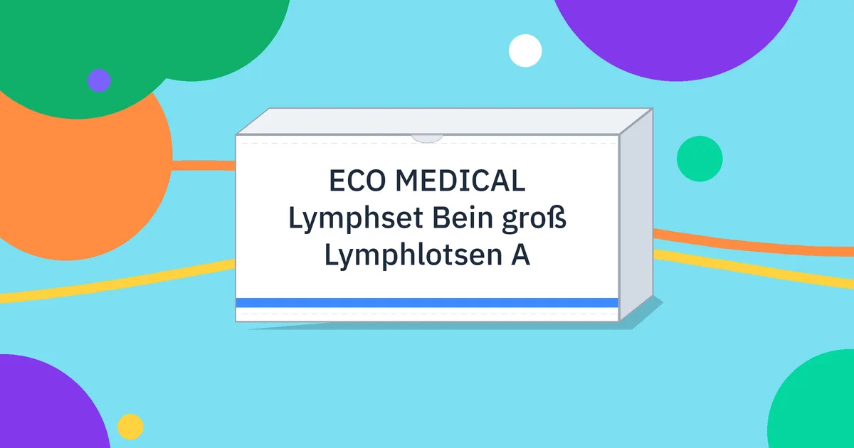 Symbolbild: Packung mit der Aufschrift ECO MEDICAL Lymphset Bein groß Lymphlotsen A (PZN 18207782) – Verfügbarkeit und Bezug in Apotheken in Frankfurt am Main