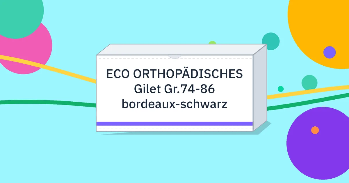 Symbolbild: Packung mit der Aufschrift ECO ORTHOPÄDISCHES Gilet Gr.74-86 bordeaux-schwarz (PZN 14334868) – Verfügbarkeit und Bezug in Apotheken in Frankfurt am Main