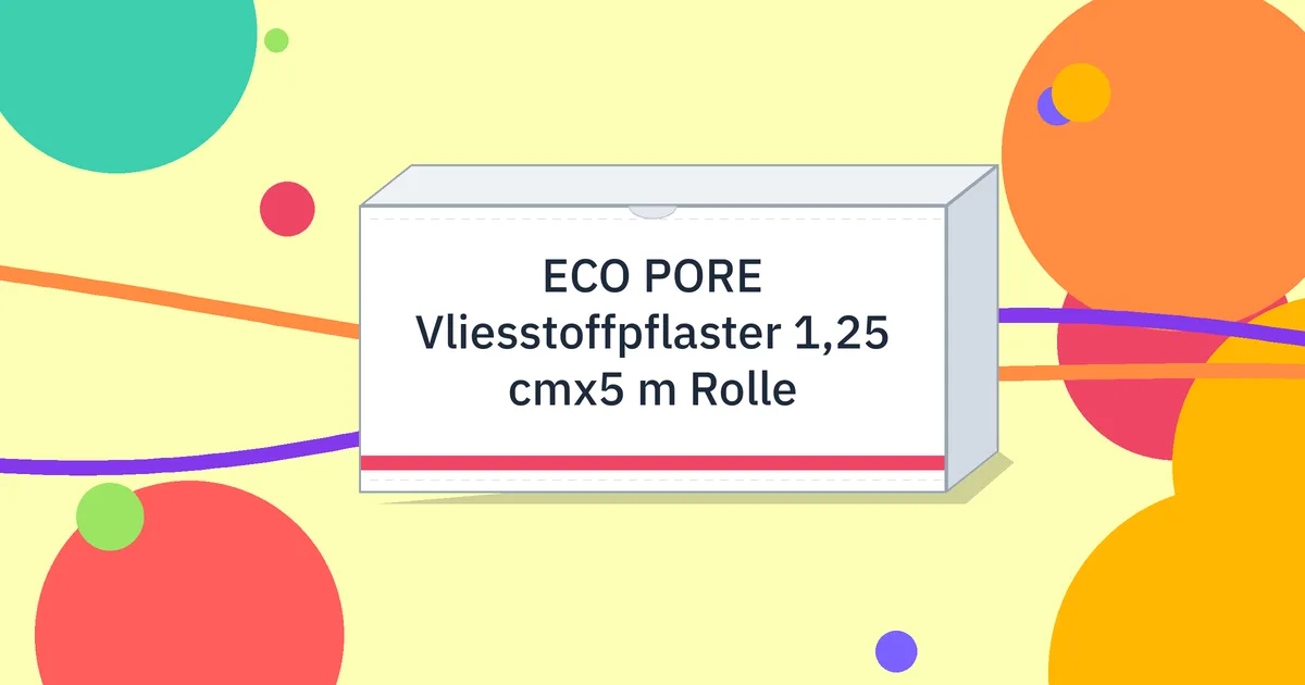 Symbolbild: Packung mit der Aufschrift ECO PORE Vliesstoffpflaster 1,25 cmx5 m Rolle (PZN 10732744) – Verfügbarkeit und Bezug in Apotheken in Frankfurt am Main