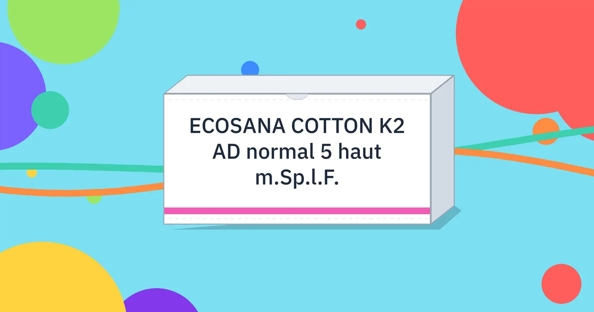 Symbolbild: Packung mit der Aufschrift ECOSANA COTTON K2 AD normal 5 haut m.Sp.l.F. (PZN 16948132) – Verfügbarkeit und Bezug in Apotheken in Frankfurt am Main