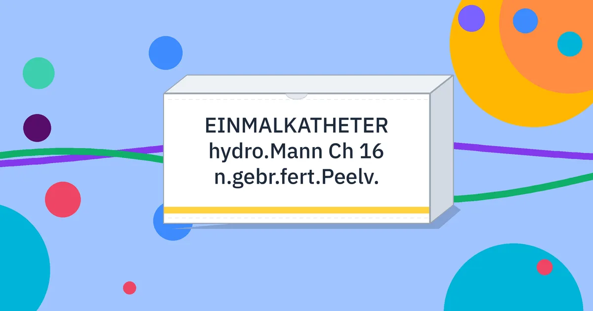 Symbolbild: Packung mit der Aufschrift EINMALKATHETER hydro.Mann Ch 16 n.gebr.fert.Peelv. (PZN 14137180) – Verfügbarkeit und Bezug in Apotheken in Frankfurt am Main
