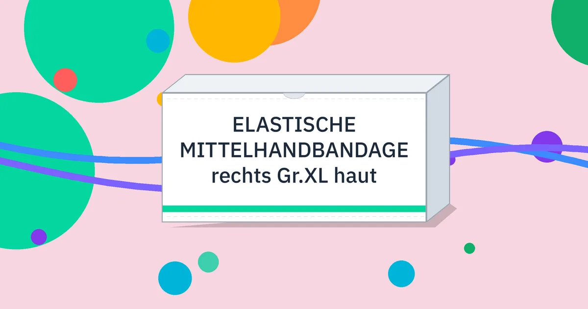 Symbolbild: Packung mit der Aufschrift ELASTISCHE MITTELHANDBANDAGE rechts Gr.XL haut (PZN 03315514) – Verfügbarkeit und Bezug in Apotheken in Frankfurt am Main