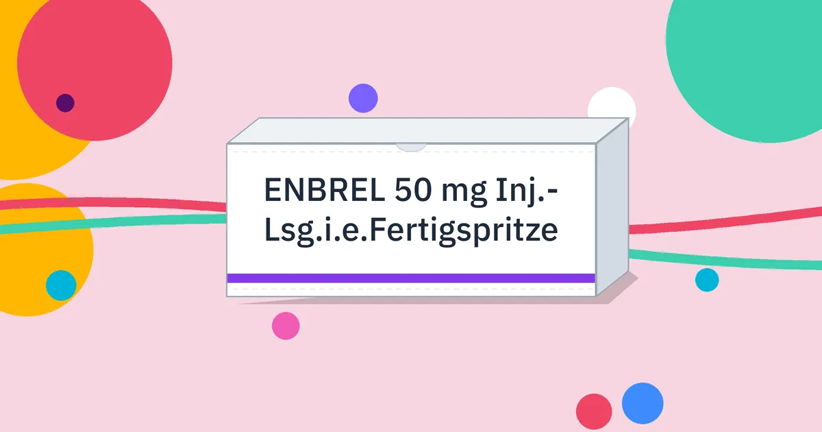 Symbolbild: Packung mit der Aufschrift ENBREL 50 mg Inj.-Lsg.i.e.Fertigspritze (PZN 13243804) – Verfügbarkeit und Bezug in Apotheken in Frankfurt am Main