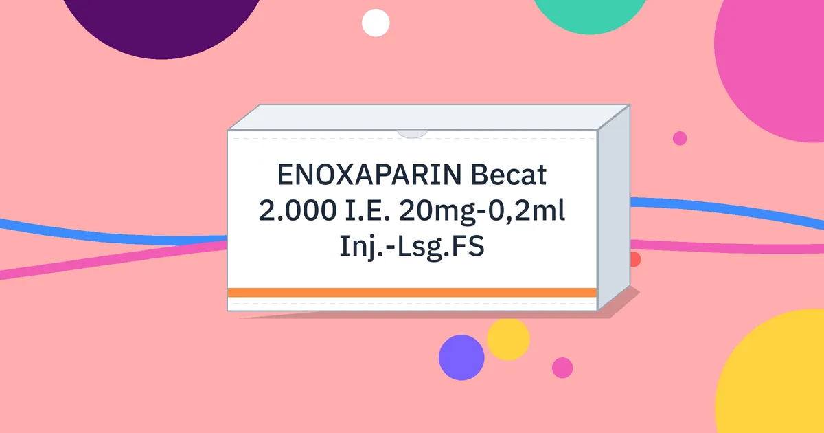 Symbolbild: Packung mit der Aufschrift ENOXAPARIN Becat 2.000 I.E. 20mg-0,2ml Inj.-Lsg.FS (PZN 17976320) – Verfügbarkeit und Bezug in Apotheken in Frankfurt am Main