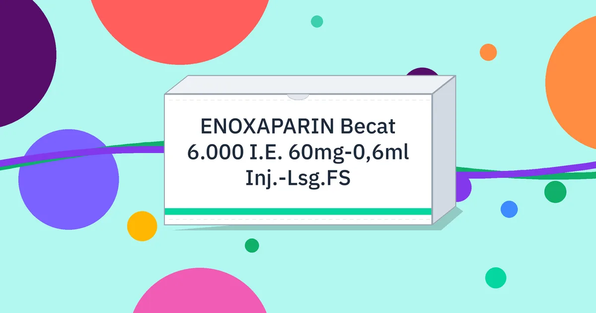 Symbolbild: Packung mit der Aufschrift ENOXAPARIN Becat 6.000 I.E. 60mg-0,6ml Inj.-Lsg.FS (PZN 16833535) – Verfügbarkeit und Bezug in Apotheken in Frankfurt am Main