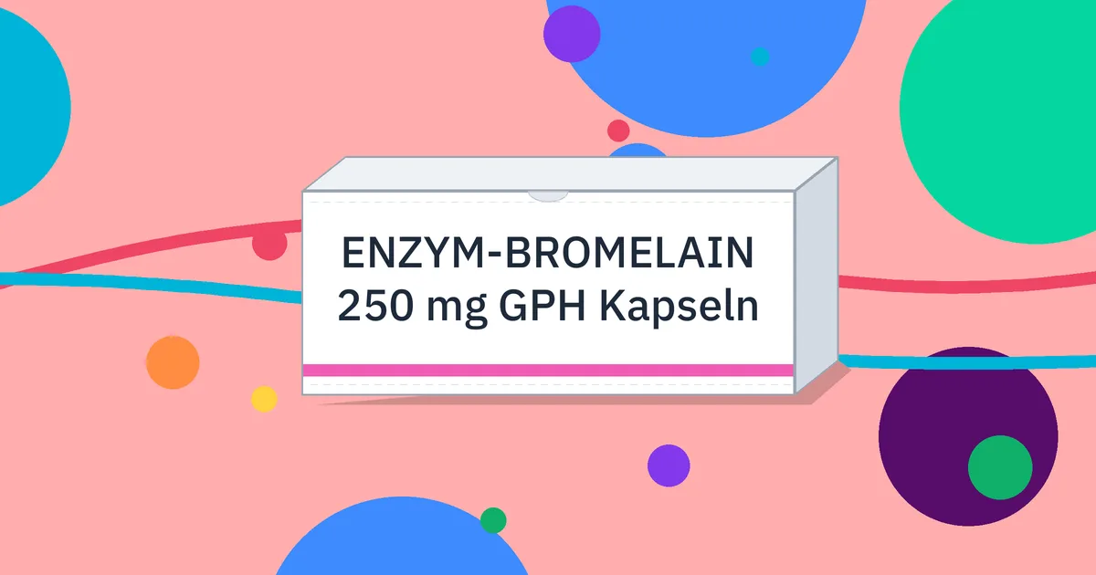 Symbolbild: Packung mit der Aufschrift ENZYM-BROMELAIN 250 mg GPH Kapseln (PZN 02568733) – Verfügbarkeit und Bezug in Apotheken in Frankfurt am Main