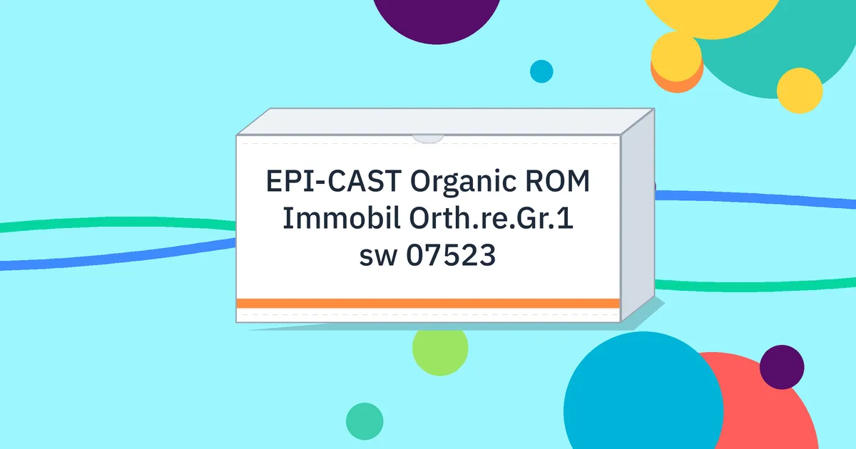 Symbolbild: Packung mit der Aufschrift EPI-CAST Organic ROM Immobil Orth.re.Gr.1 sw 07523 (PZN 20835267) – Verfügbarkeit und Bezug in Apotheken in Frankfurt am Main